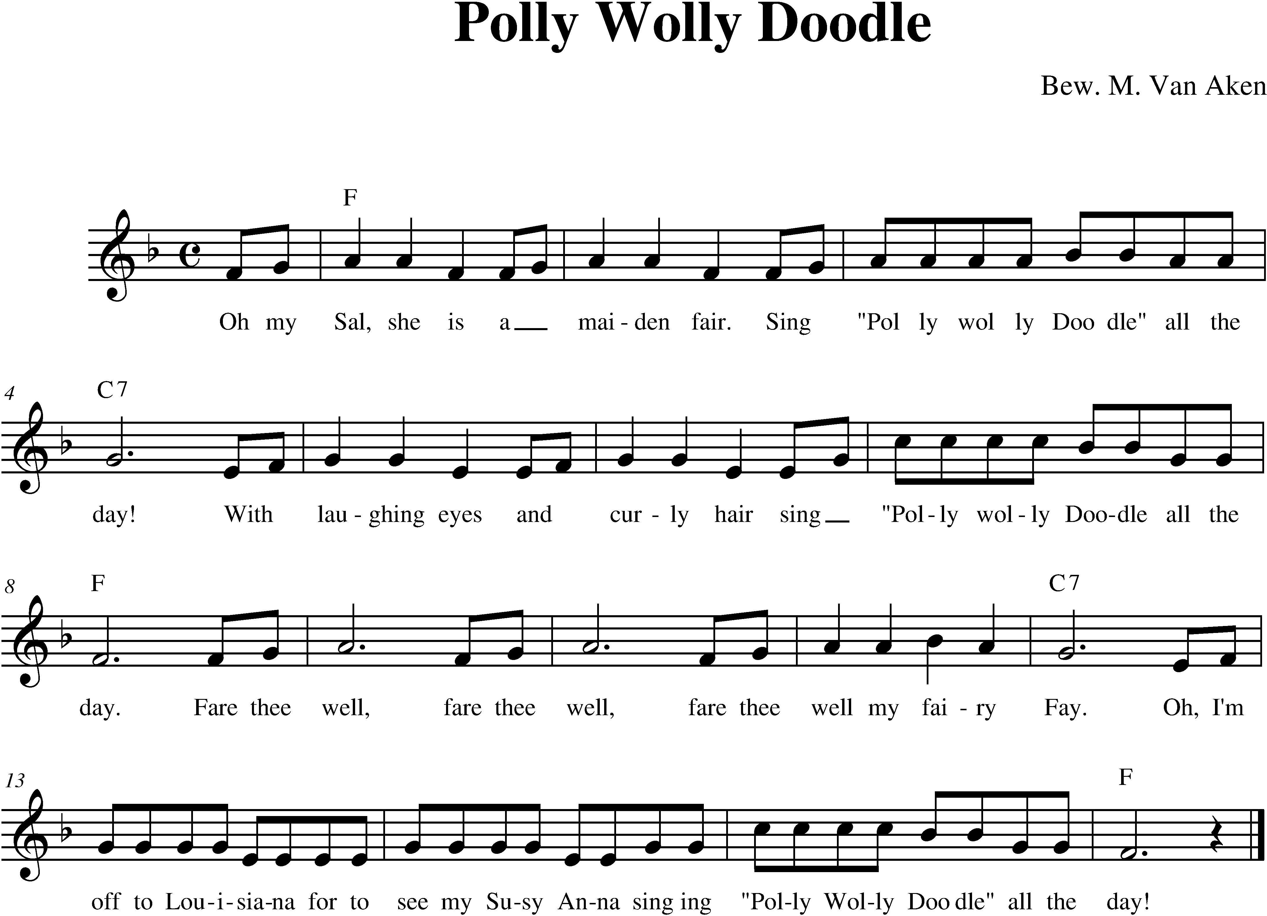 500. Polly wolly doodle - Partituren Studentencodex